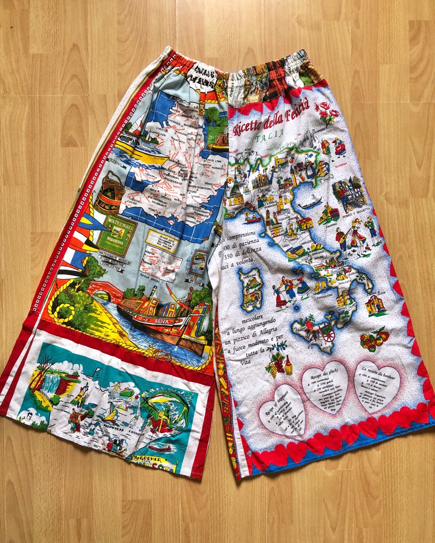 Linen Canvas Katsa Print Map of Italy Kacha Italian Pasta Pattern ...