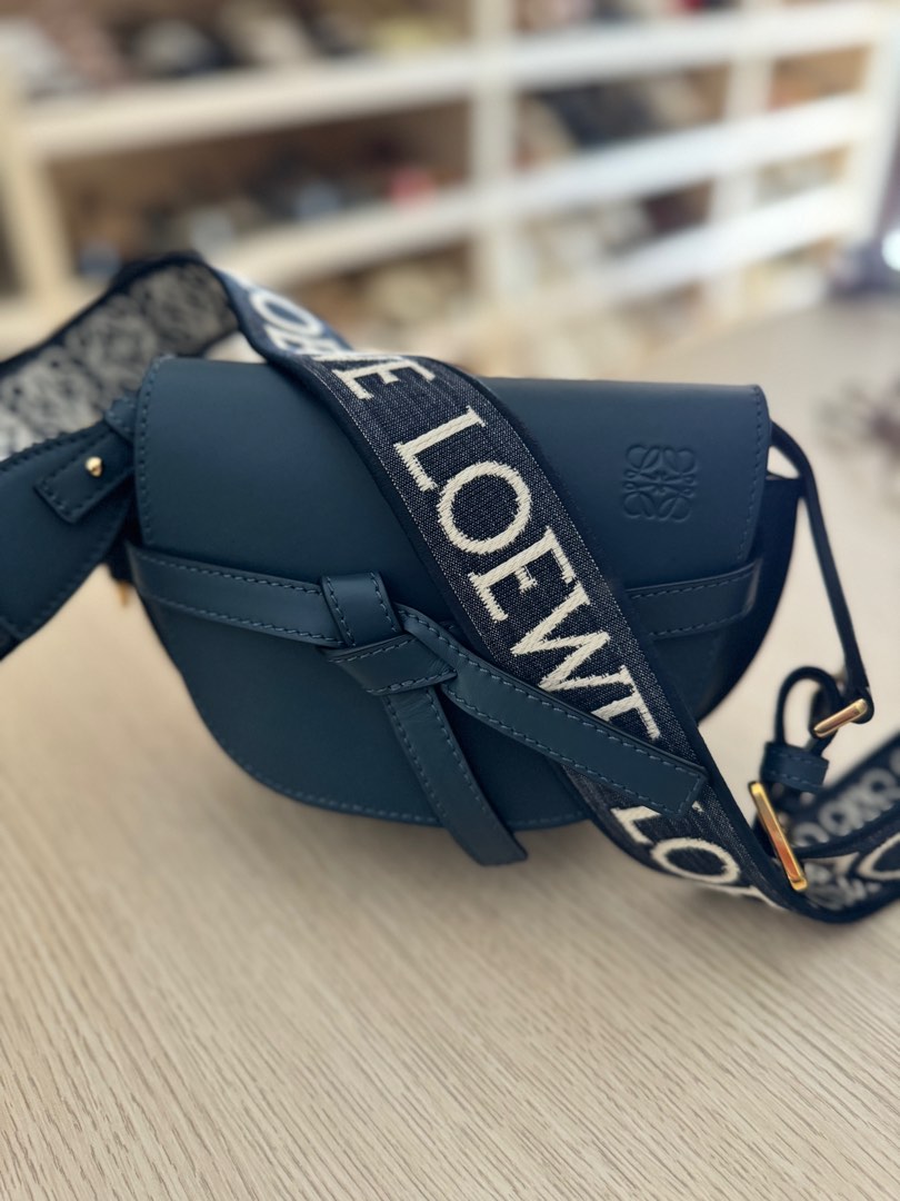 Loewe Mini Gate in soft calfskin and jacquard, Luxury, Bags & Wallets ...