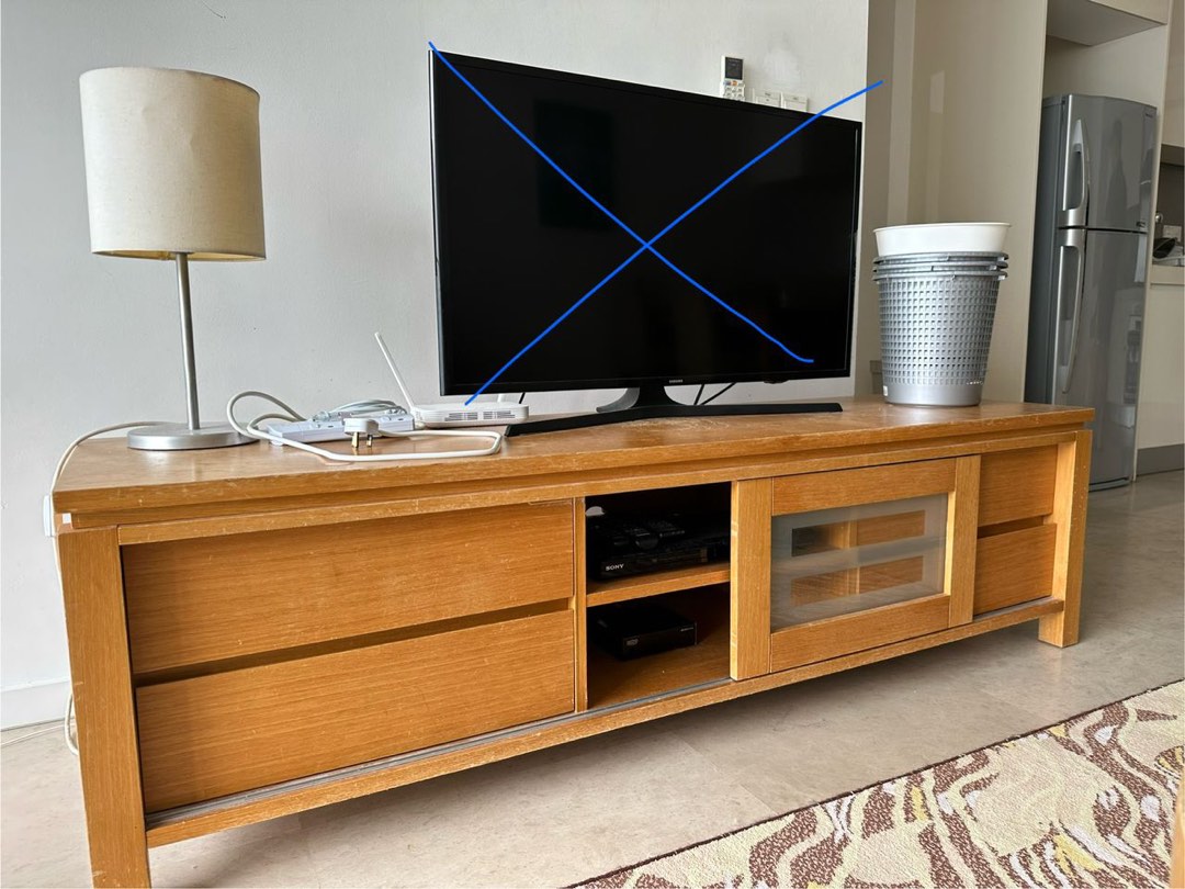 Solid Kayu TV Kabinet, Furniture & Home Living, Furniture, TV Consoles ...