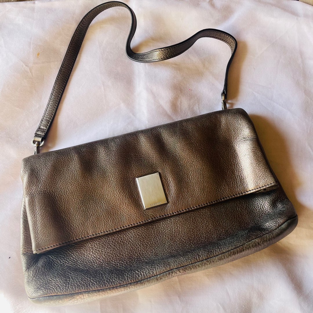 Stunning! Couronne Genuine Leather Foldover Baguette Shoulder Bag in ...