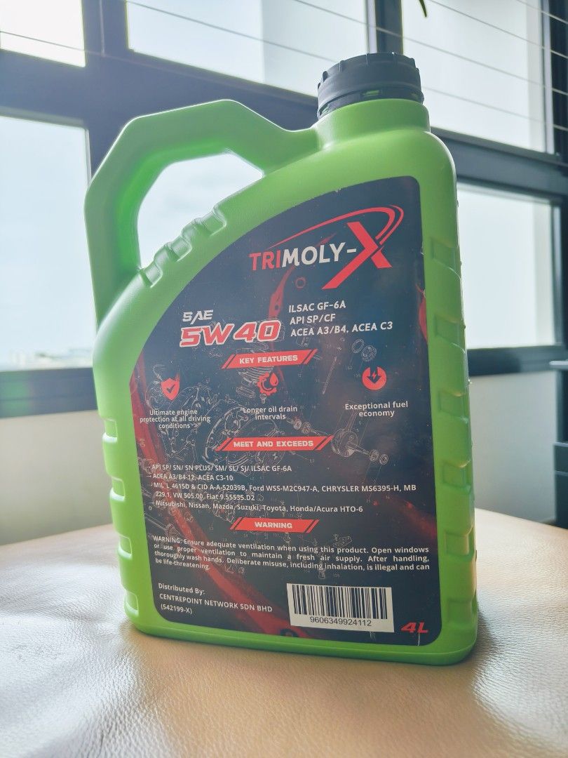 TRIMOLY-X TRIMOLYX 5W40 FULLY SYNTHETIC ENGINE OIL SP/CF 4L Car Engine ...