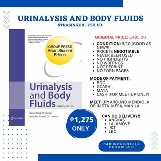 Urinalysis and Body Fluids by Strasinger 7th ed, Hobbies & Toys, Books ...