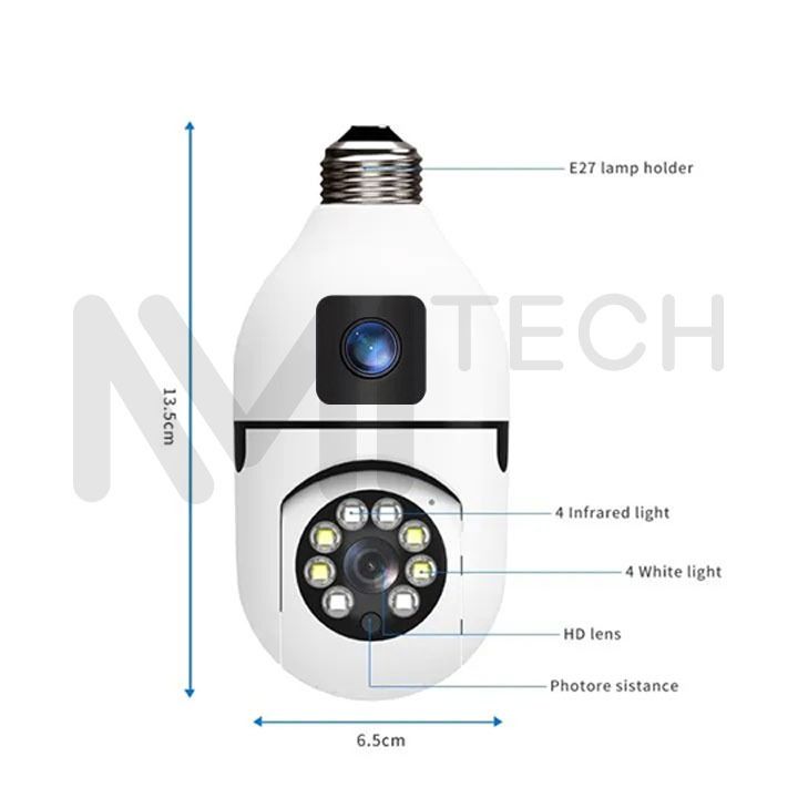 V380 PRO Q19 Plus Dual lens HD 1080P PTZ alarm CCTV Camera Light bulb ...