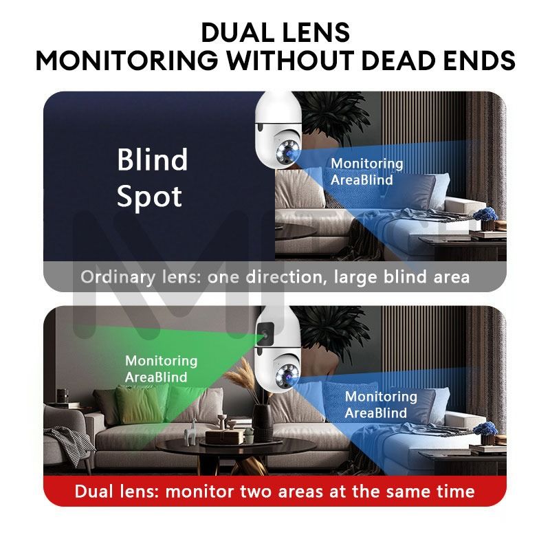 V380 PRO Q19 Plus Dual lens HD 1080P PTZ alarm CCTV Camera Light bulb ...