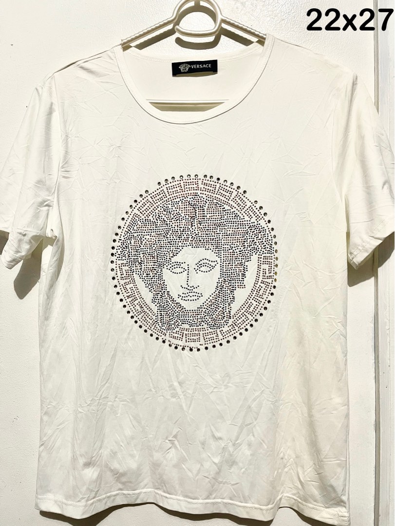Versace Big Face Logo (White Tee), Luxury, Apparel on Carousell