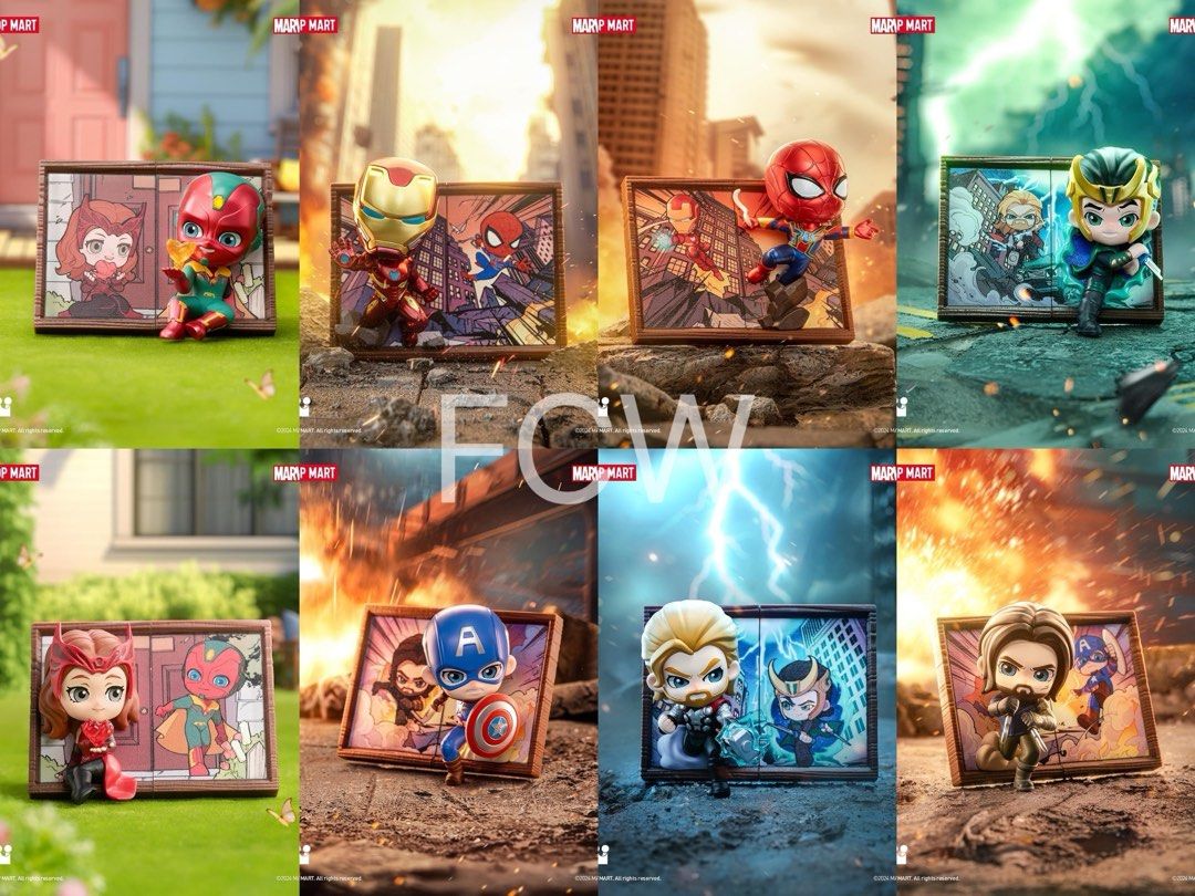 散賣/原盒 MARVEL PHOTO FRAME SERIES FIGURES iron man loki american captain ...