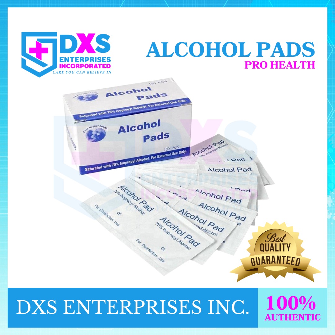 ALCOHOL PADS- 100 PADS PER BOX; SATURATED WITH 70% ISOPROPYL ALCOHOL, Health & Nutrition ...