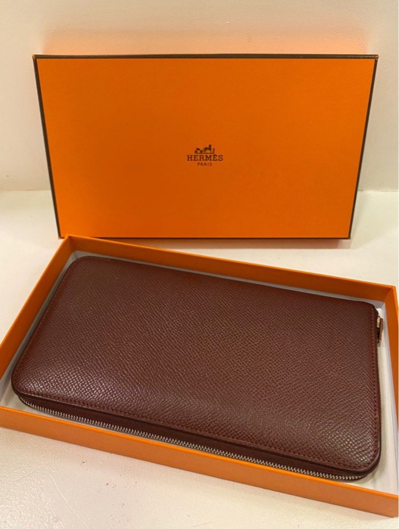 Authentic Hermes Silk'In Classique Epsom Long Wallet in Brick Red ...