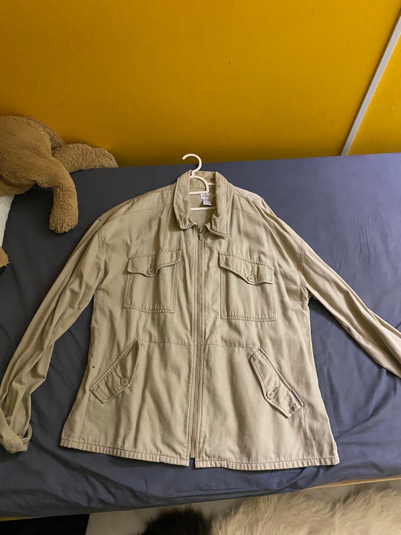 calvin klein cream color jacket, Men's Fashion, Activewear on Carousell
