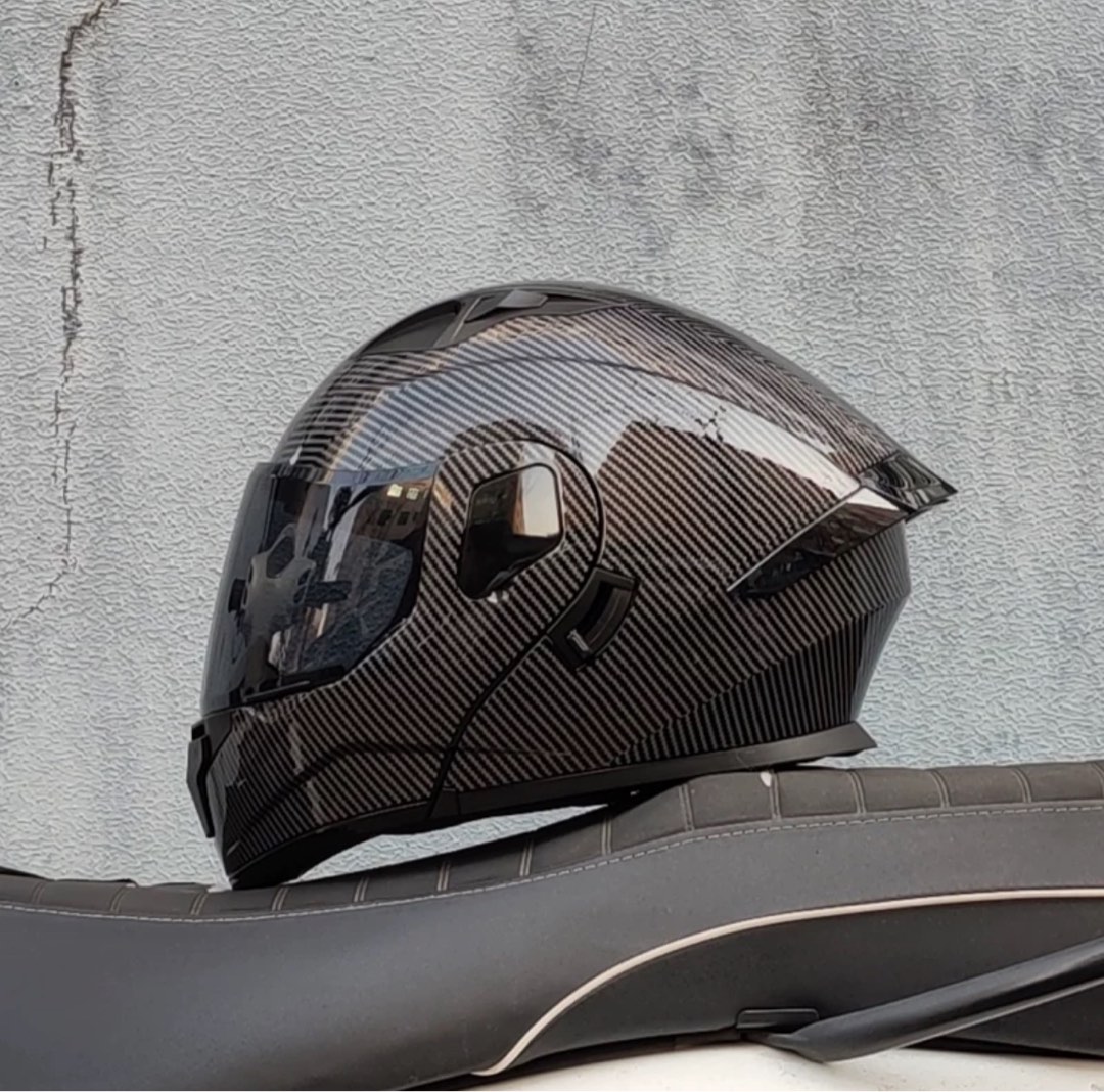 Carbon Fibre Flip Up Modular Pista Tail Lip Fin Full Face Motorcycle ...