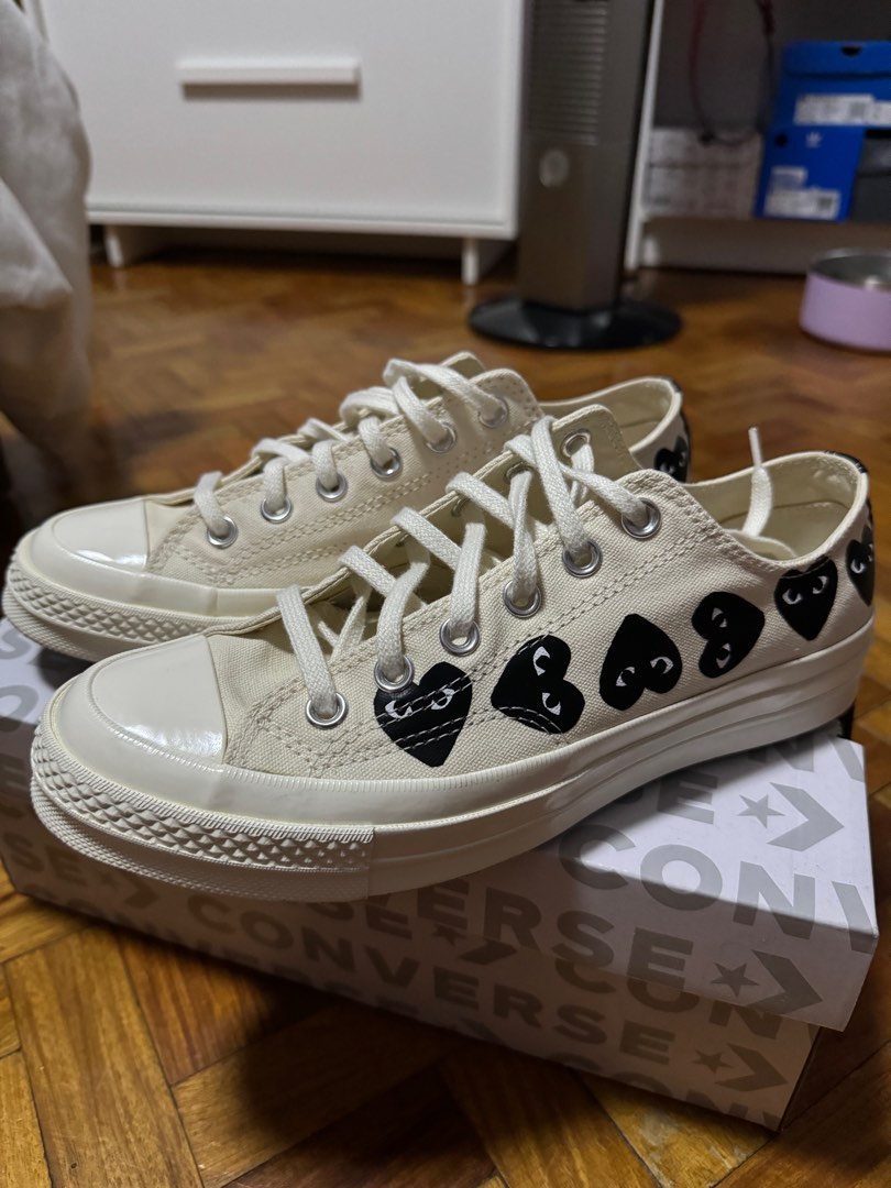 Converse CDG Multi-heart Milk, Women's Fashion, Footwear, Sneakers on ...