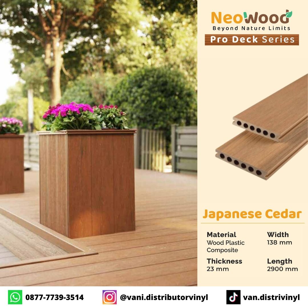 Decking Lantai WPC Motif Kayu / Neowood Pro Deck Series - Panjang 2,9m ...