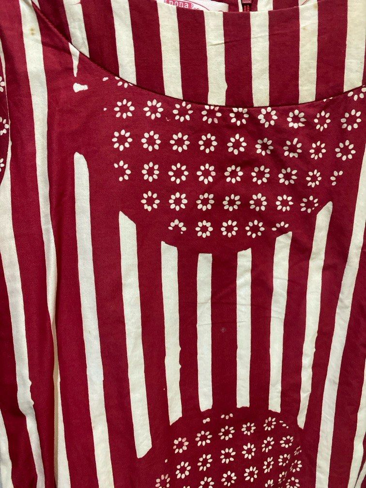 Dress batik merah putih Nona Rara, Fesyen Wanita, Pakaian Wanita, Gaun ...