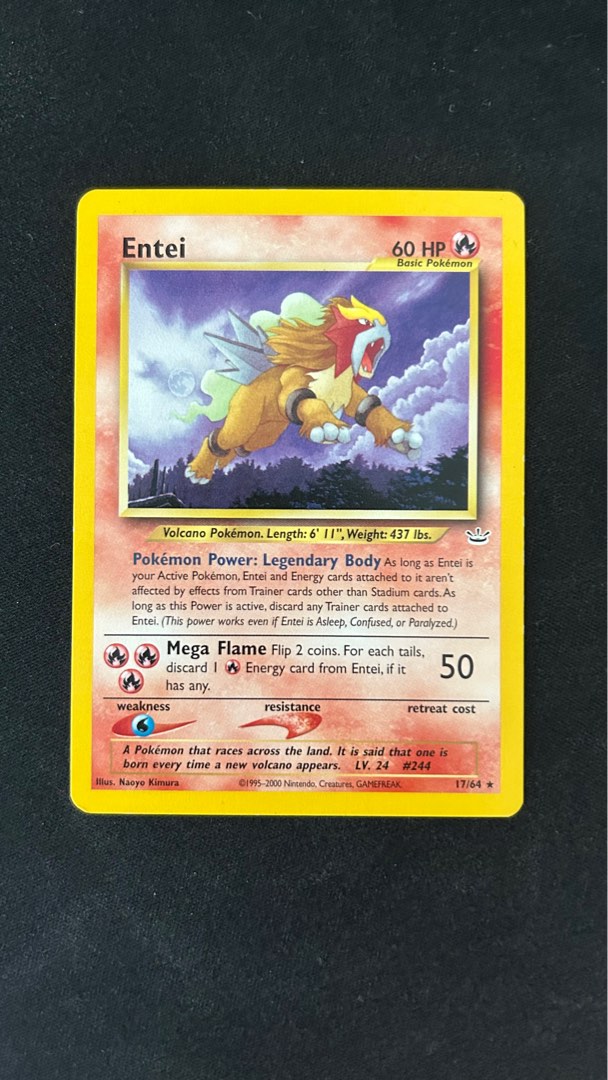 Entei 17/64 Rare Neo Genesis Pokemon Card TCG Vintage Authentic ...
