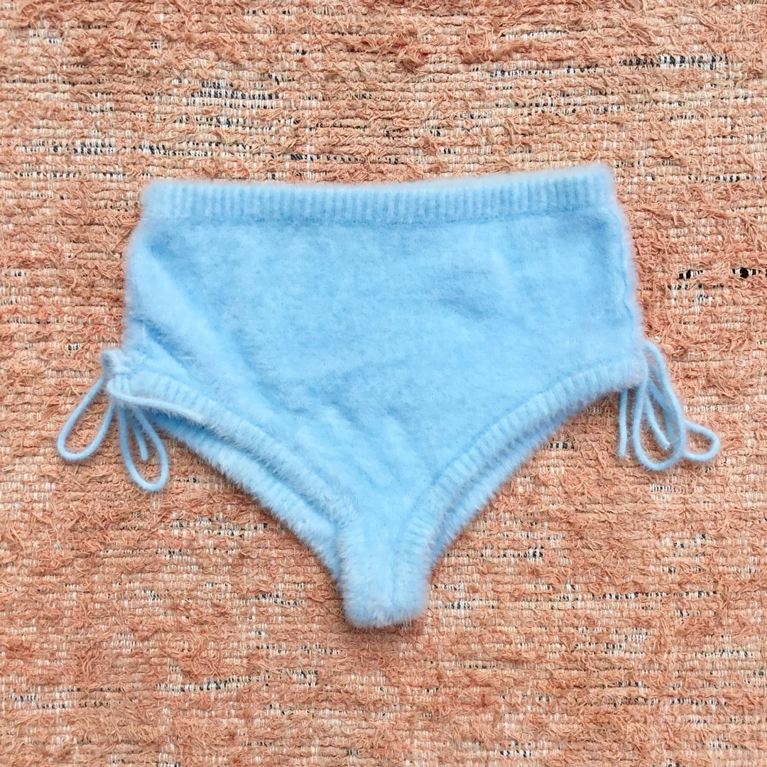 For Love/ and Lemons baby blue fuzzy HW panty shorts, Women's Fashion ...