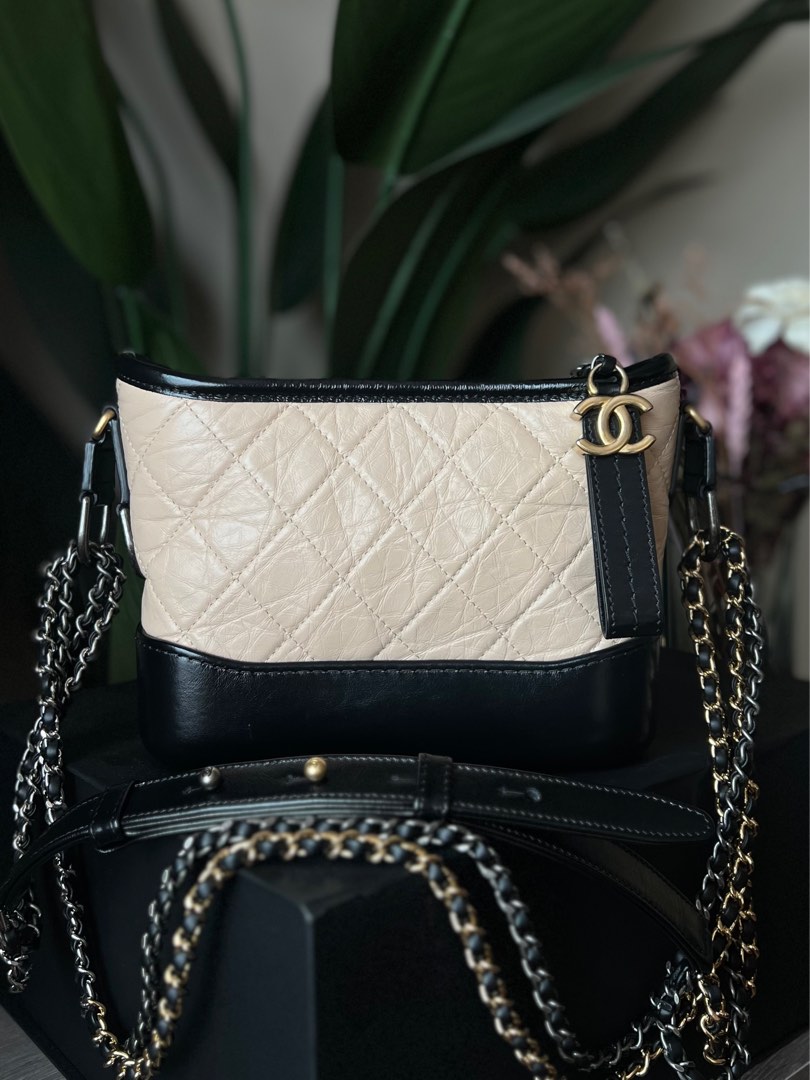 *Full Set* Chanel Small Gabrielle in Beige/Black Lambskin Mixed ...