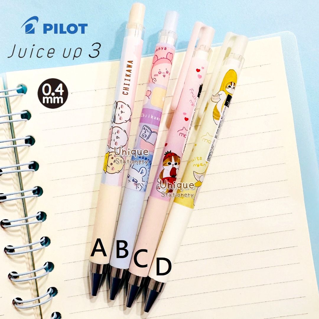Mofusand / Chiikawa ちいかわ 日本製 Pilot Juice Up 0.4mm 黑色 啫喱筆 (各售$35/枝), 興趣及遊戲, 手作＆自家設計, 文具 - Carousell
