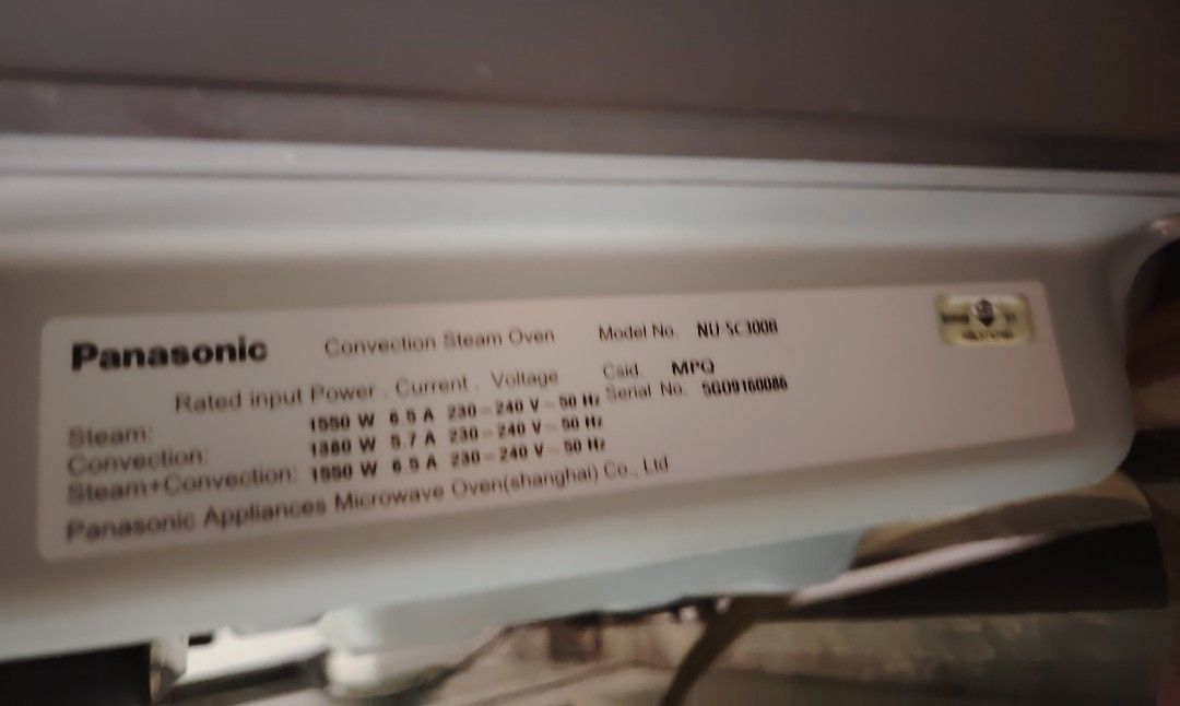 Panasonic 30L Steam Convection Oven NU-SC300, TV & Home Appliances ...