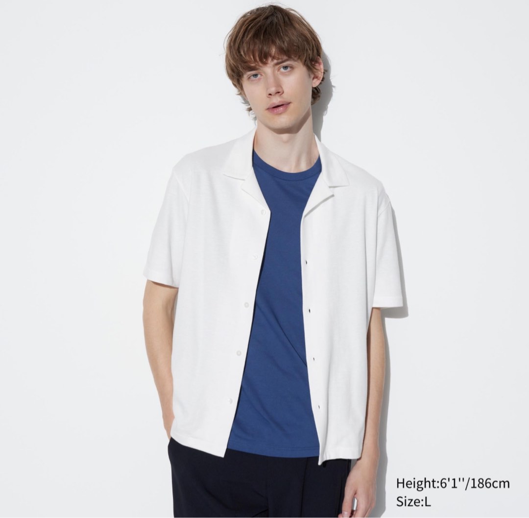 UNIQLO men's airism cotton full open polo shirt, Men's Fashion, Tops ...