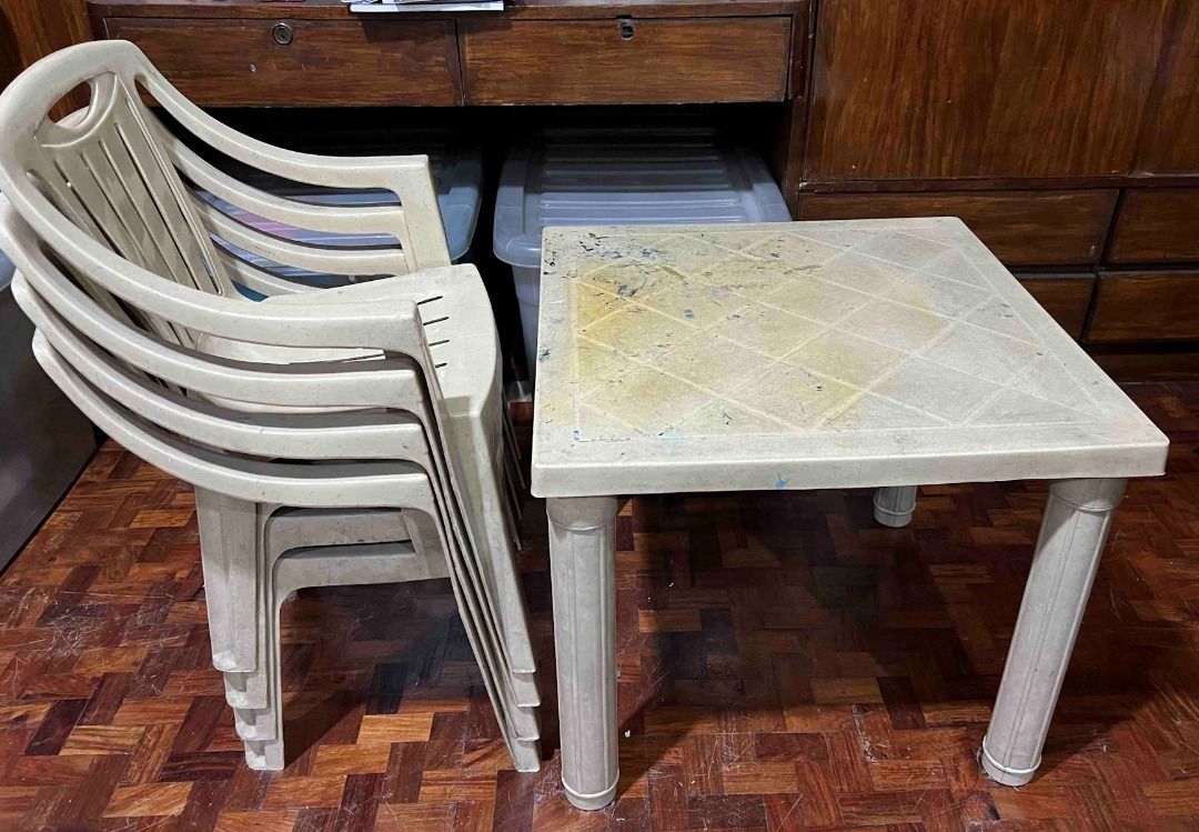 Uratex Kid's Monoblock Set - 1 table and 4 chairs, Furniture & Home ...