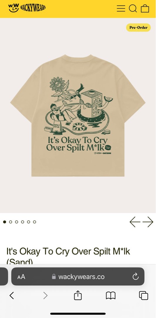 Wacky Wears It's okay to cry over split milk, Women's Fashion, Tops ...