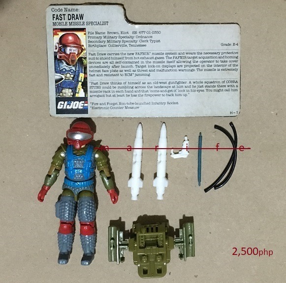 1987 G.I. Joe Fast Draw V1 Hasbro Vintage Action Figure wth file card ...