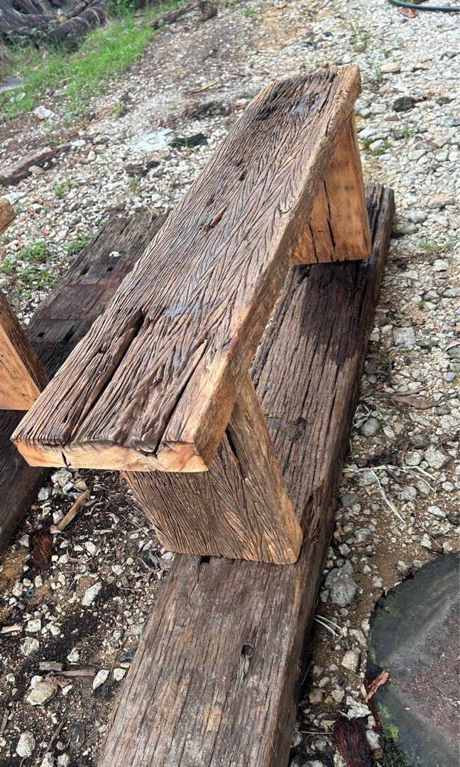 Bangku kayu balau rustic, Furniture & Home Living, Outdoor Furniture on ...