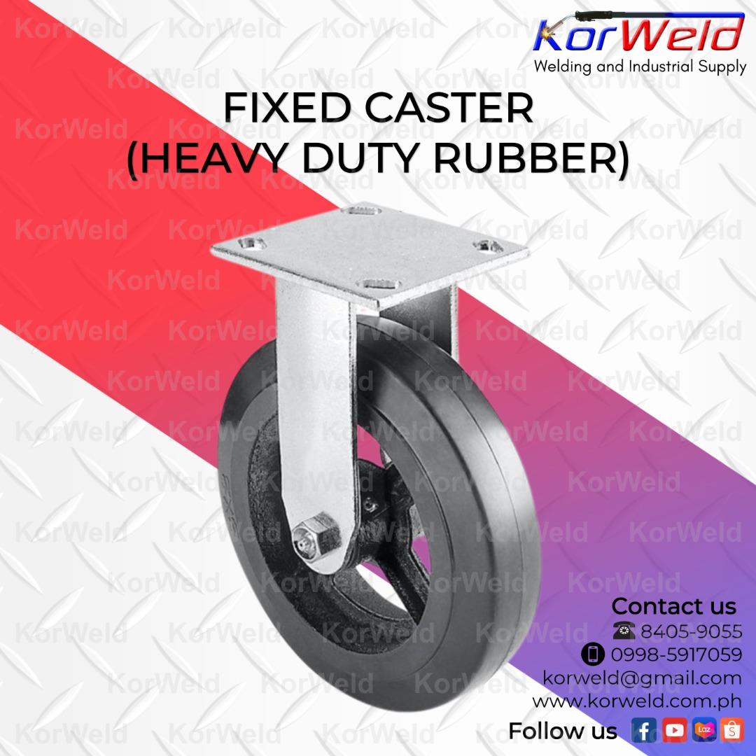 CASTER WHEEL - Heavy Duty Rubber Fixed Caster Wheel, Commercial ...