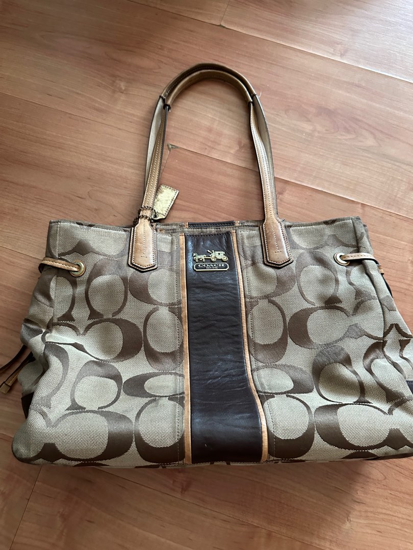 Coach Chelsea Signature Stripe Charlie Bag Khaki Mahogany, Luxury, Bags ...