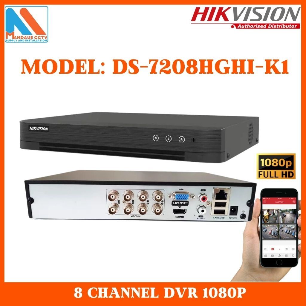 HIKVISION 8 CHANNEL DVR 1080P DS-7208HGHI-K1 2MP, Furniture & Home ...