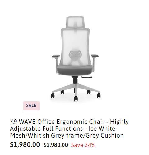K9 WAVE OFFICE ERGONOMIC CHAIR, 傢俬＆家居, 傢俬, 椅子 - Carousell