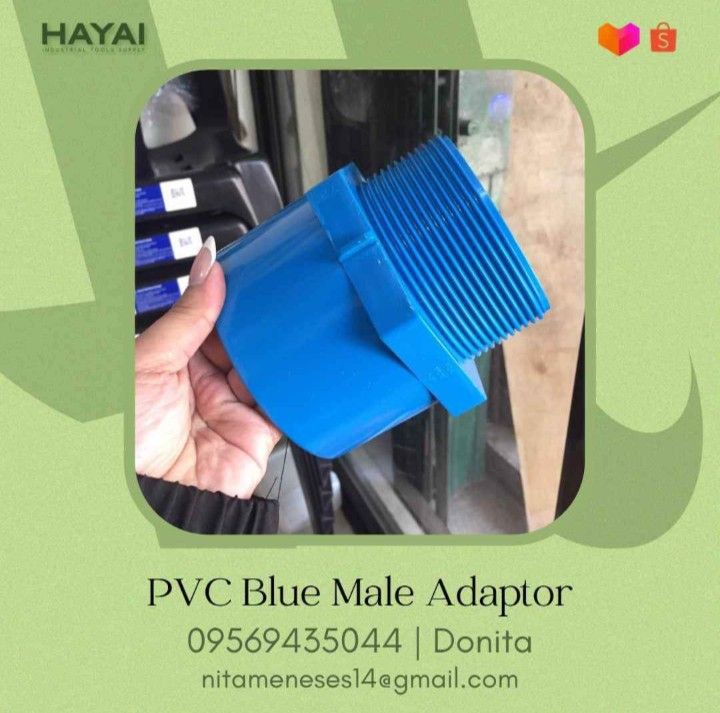 PVC Blue Male Adaptor, Commercial & Industrial, Construction Tools ...