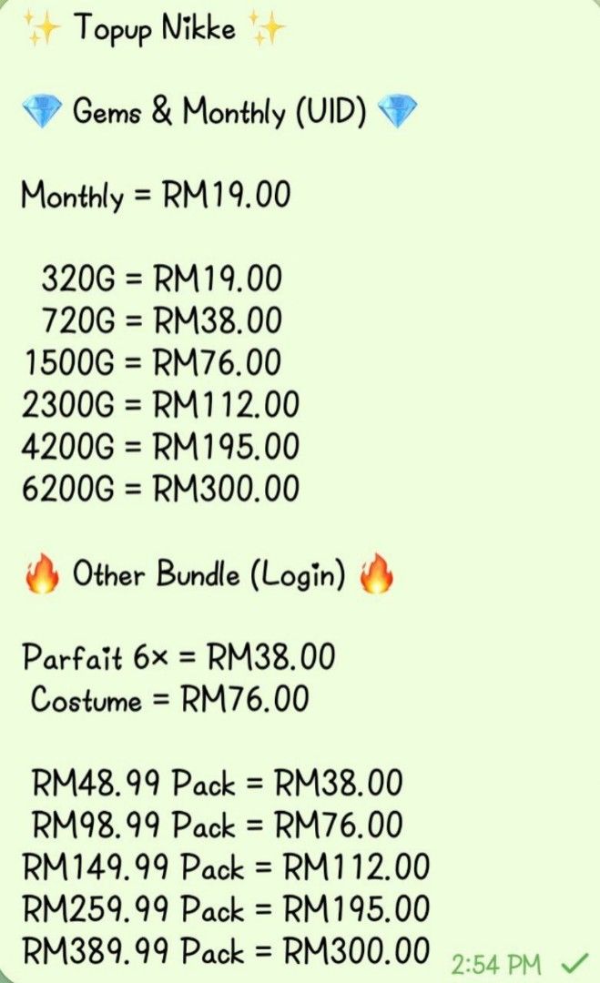 Topup Nikke Goddess of Victory, Announcements on Carousell