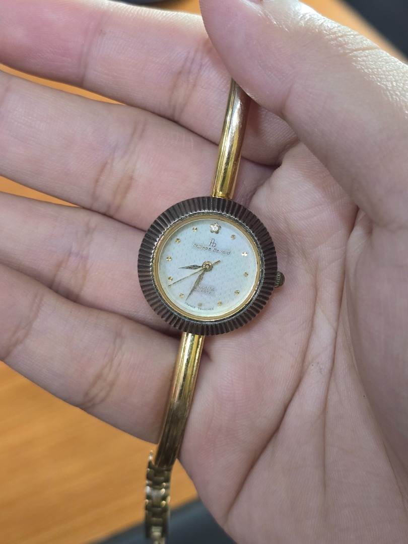 Vintage Philippe Bernard 23K Karats Gold Plated Watch, Women's Fashion ...