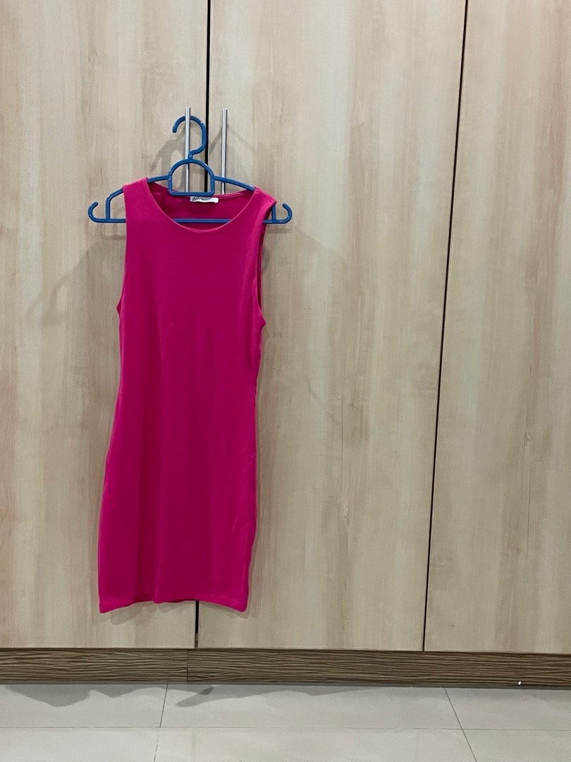 ZARA Hot Pink Dress, Women's Fashion, Dresses & Sets, Dresses on Carousell