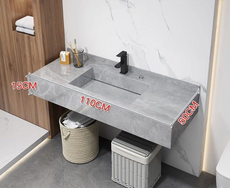 110cm sintered stone hidden drain seamless basin bathroom vanity basin ...