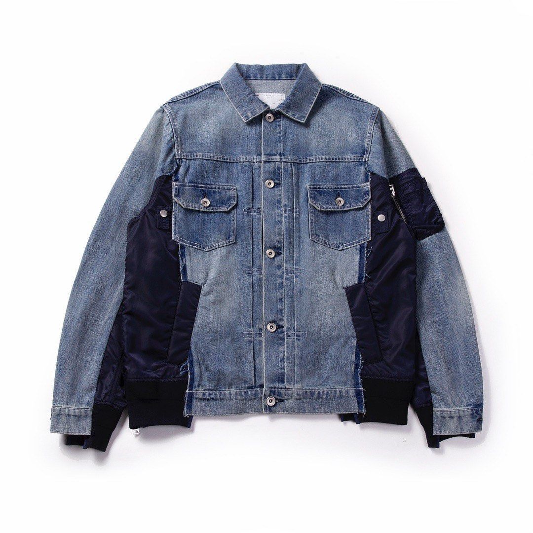全新Sacai Denim x Nylon Twill Jacket牛仔外套, 男裝, 外套及 全新Sacai Denim x Nylon Twill Jacket牛仔外套, 男裝, 外套及