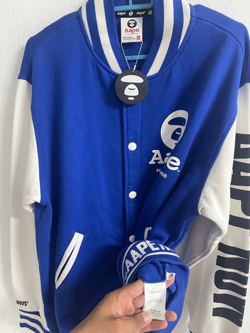 AAPE BATHING APE Stadium Jacket cotton blue XL Used, Men's Fashion ...