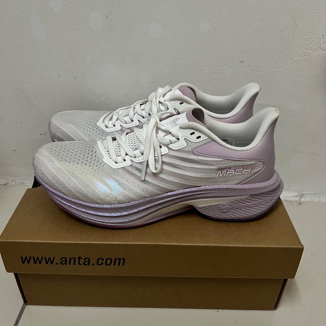 Anta Female Mach 4 Running Shoes Women in White Pink, Women's Fashion ...
