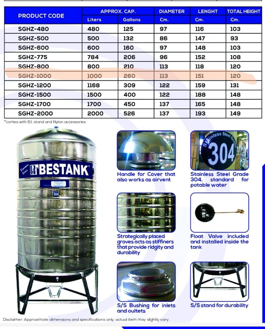 BESTANK Water Tank 1000 L, Looking For on Carousell