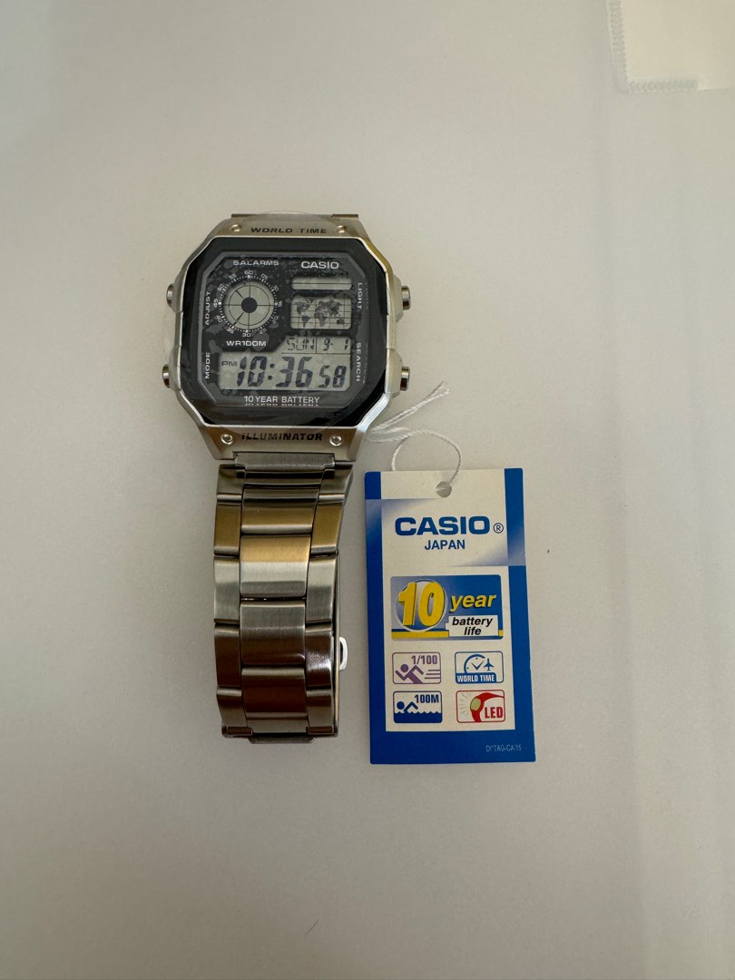 Casio 復古跳字錶(3299) 鋼帶, 名牌, 手錶 - Carousell