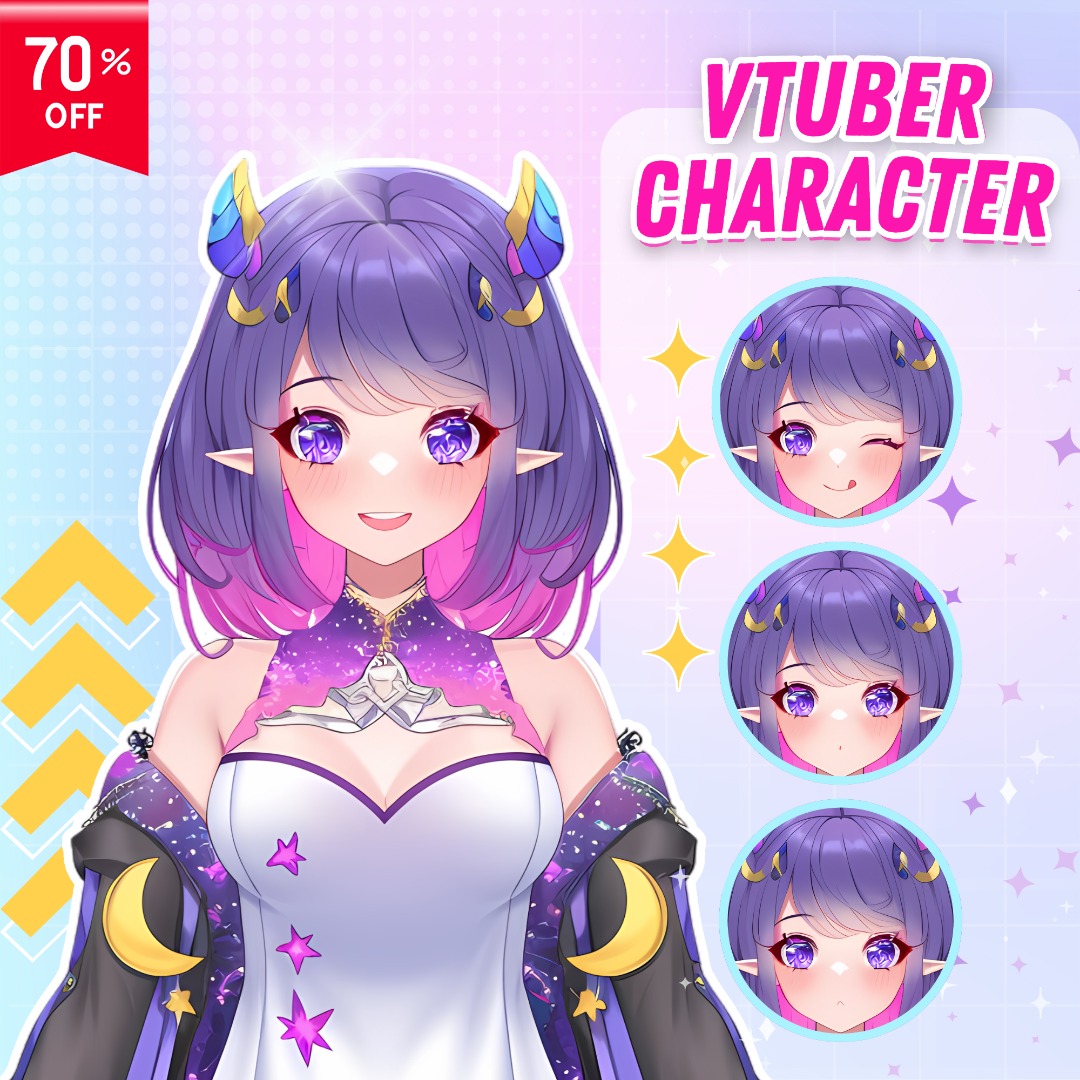 I will draw vtuber model live2d and emotes in anime style for streaming ...