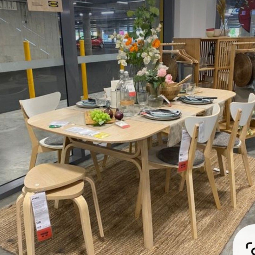 IKEA VOXLOV Dining table and 4 Nordmyra chairs, Furniture & Home Living ...