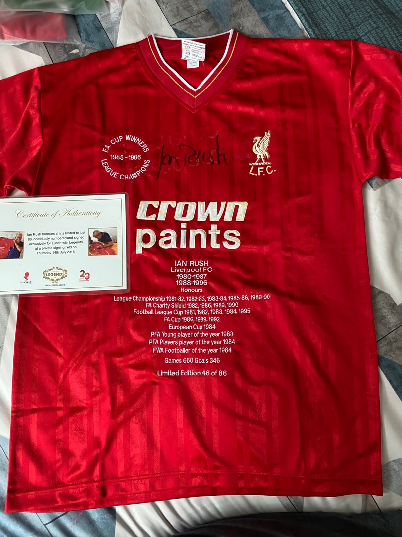 Liverpool Legend Ian Rush Signed Jersey with Honors, Hobbies & Toys ...