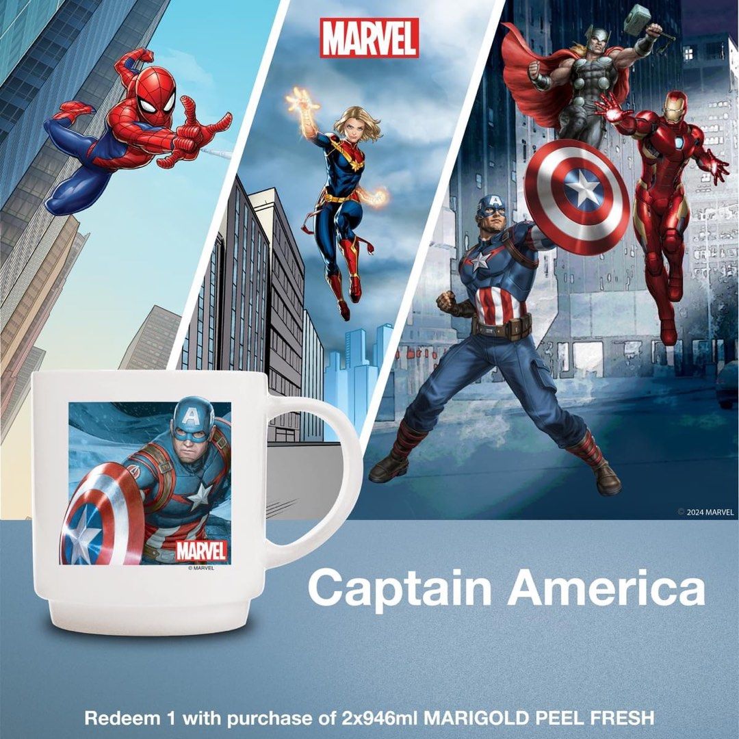 Marigold Peel Fresh Marvel Stackable Mug Captain America Cup LIMITED ...