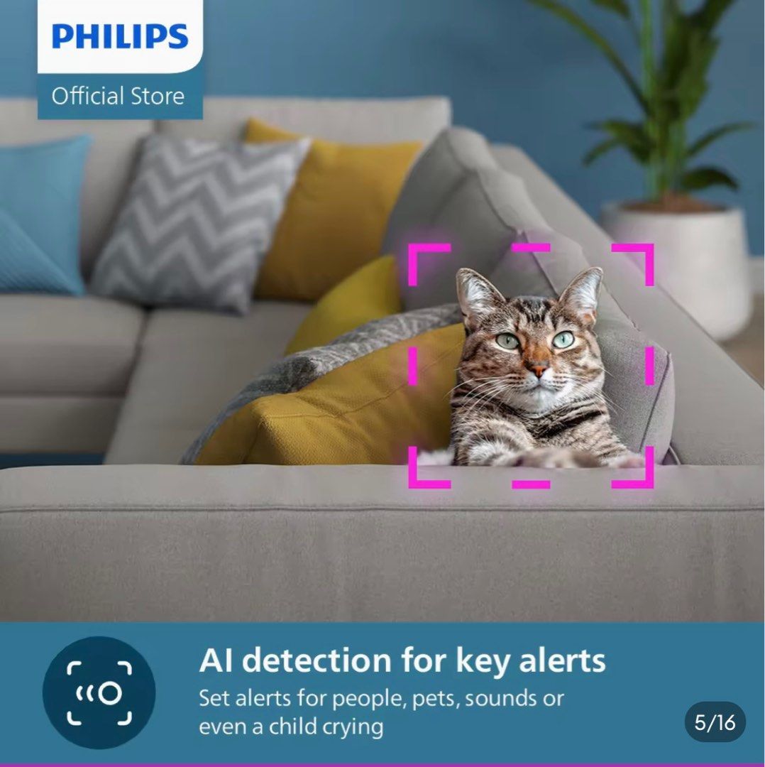 PHILIPS Home Safety Indoor 360° Camera with Privacy Shutter 5000 Series ...