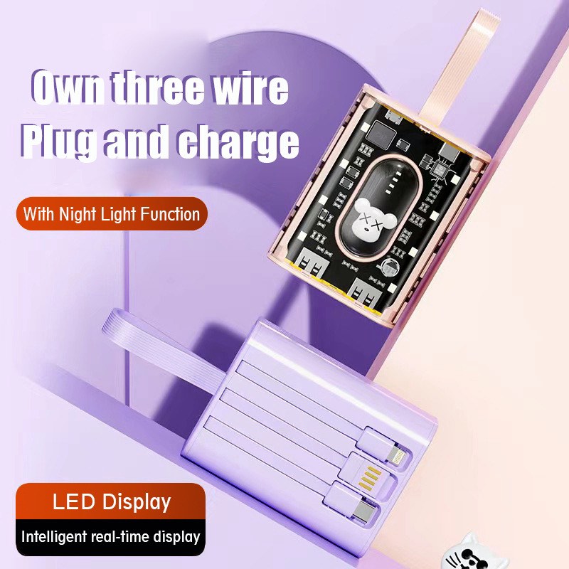 👍🏻Powerbank Transparent Cover 20000mAh Power Bank Fast Charge Built-in ...