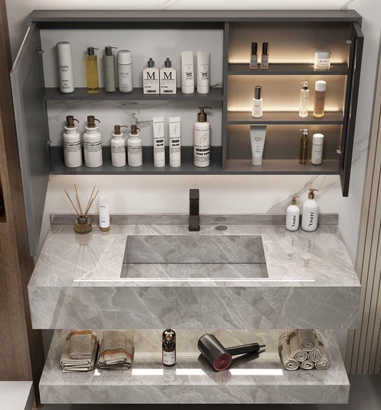 Ready stock hidden drain sintered stone vanity set available in Jade ...