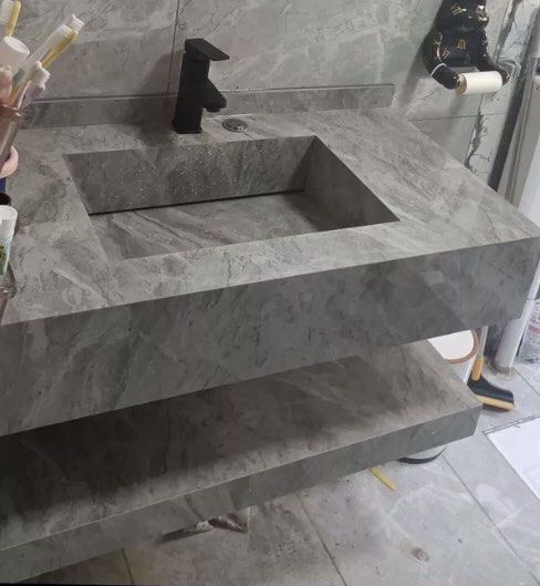 Ready stock hidden drain sintered stone vanity set available in Jade ...