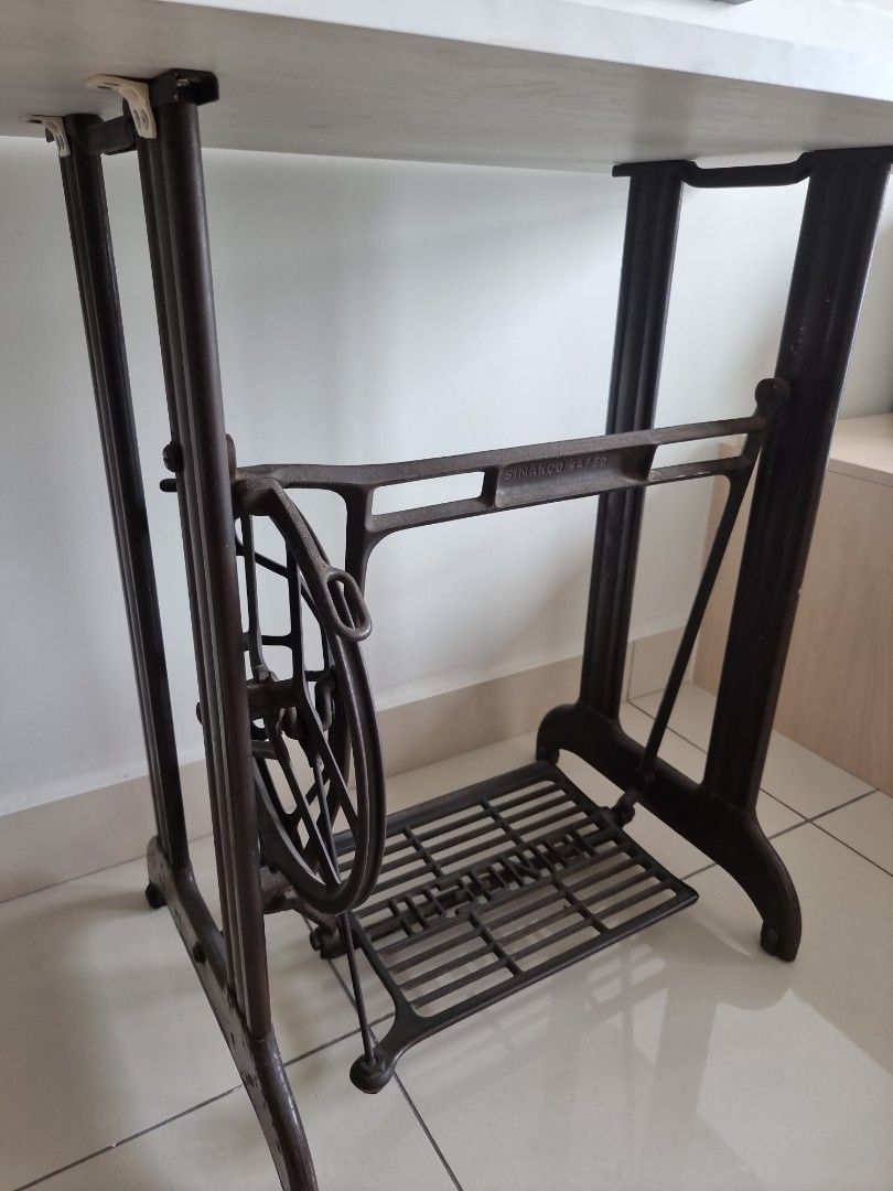 Vintage Singer Sewing Machine Legs with White Solid Wood Top Table ...